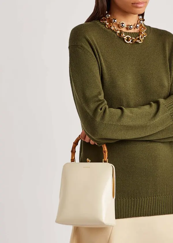 Jil Sander Goji Cream Leather Top Handle Bag - Off White